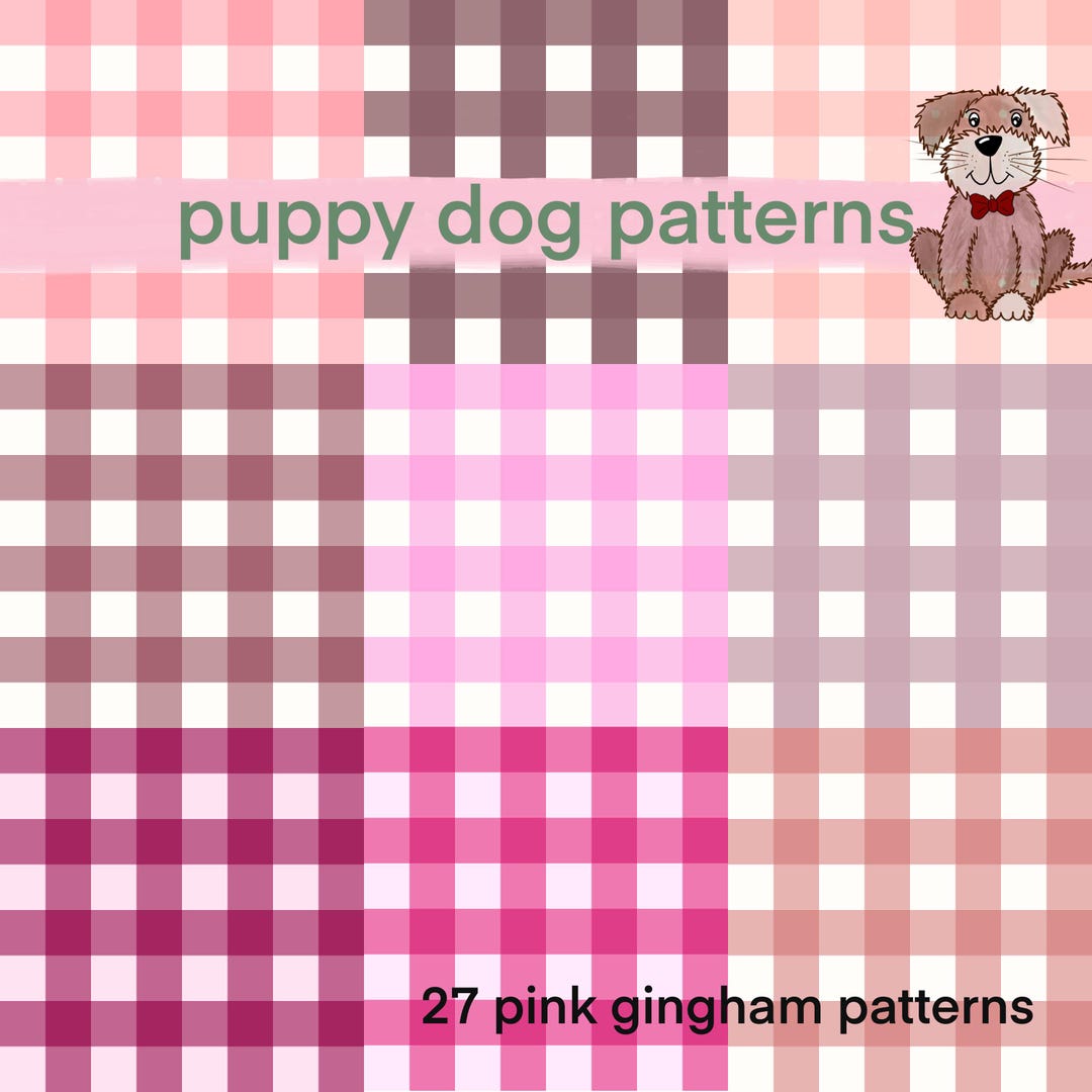 Pink Gingham Pattern Set | 27 Seamless Digital Papers (12x12 ...