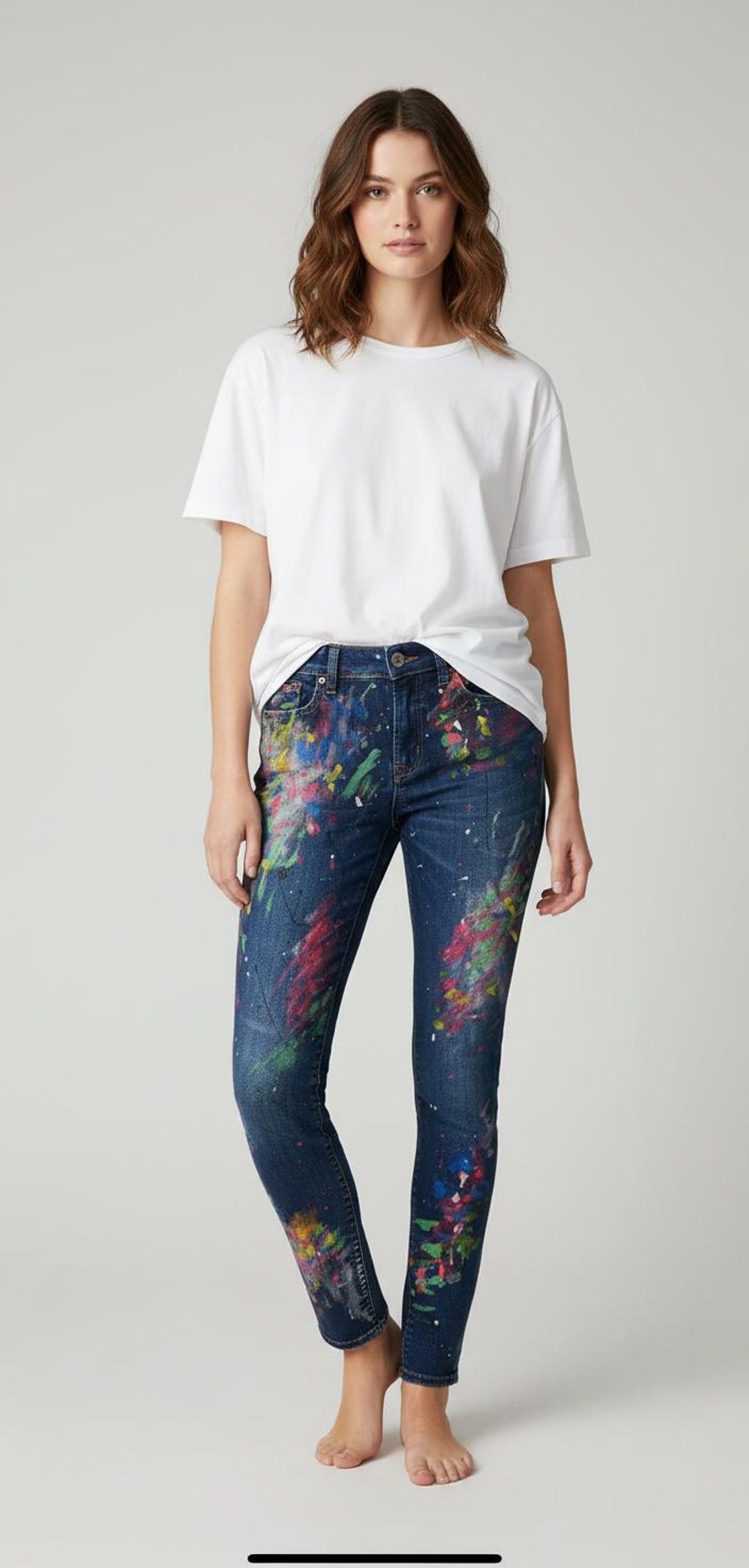 Hand-painted Paint Splattered Jeans- One-of-a-kind by OKM Designs ...