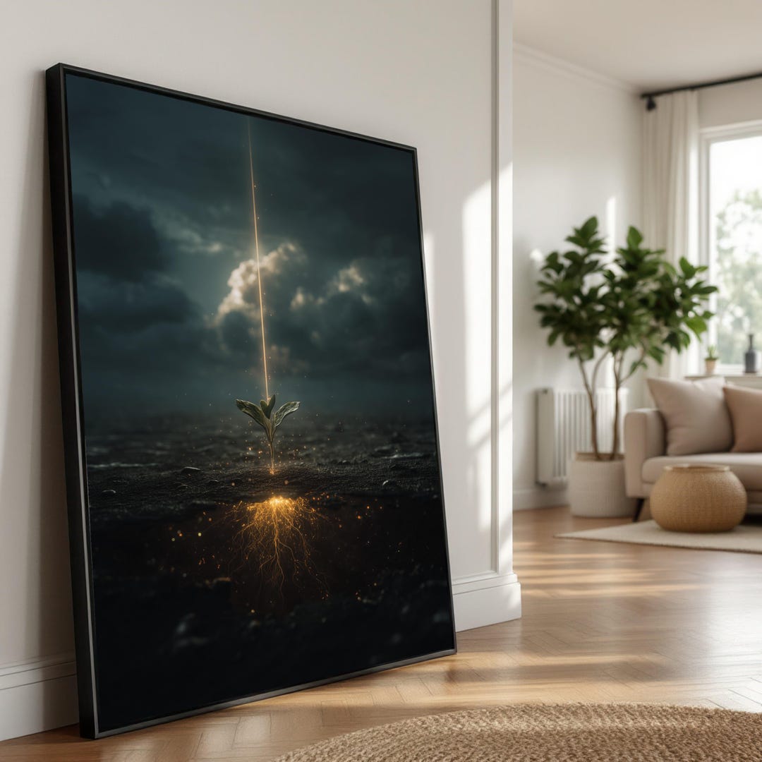 Emerging Seedling Canvas Wall Art, Glowing Roots Botanical Print ...