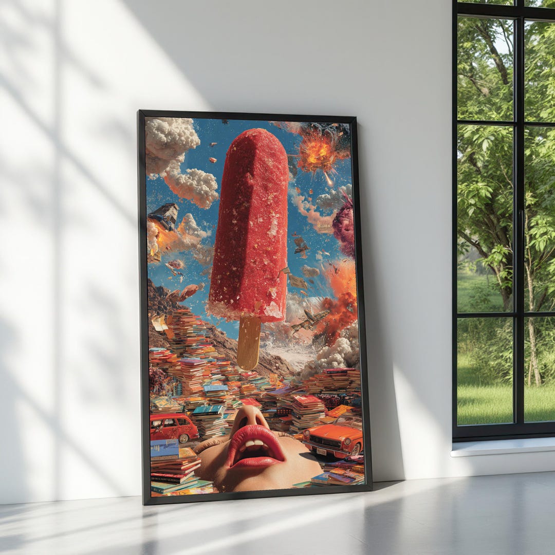 Surreal Red Popsicle Canvas Print, Explosive Sky Art - Etsy