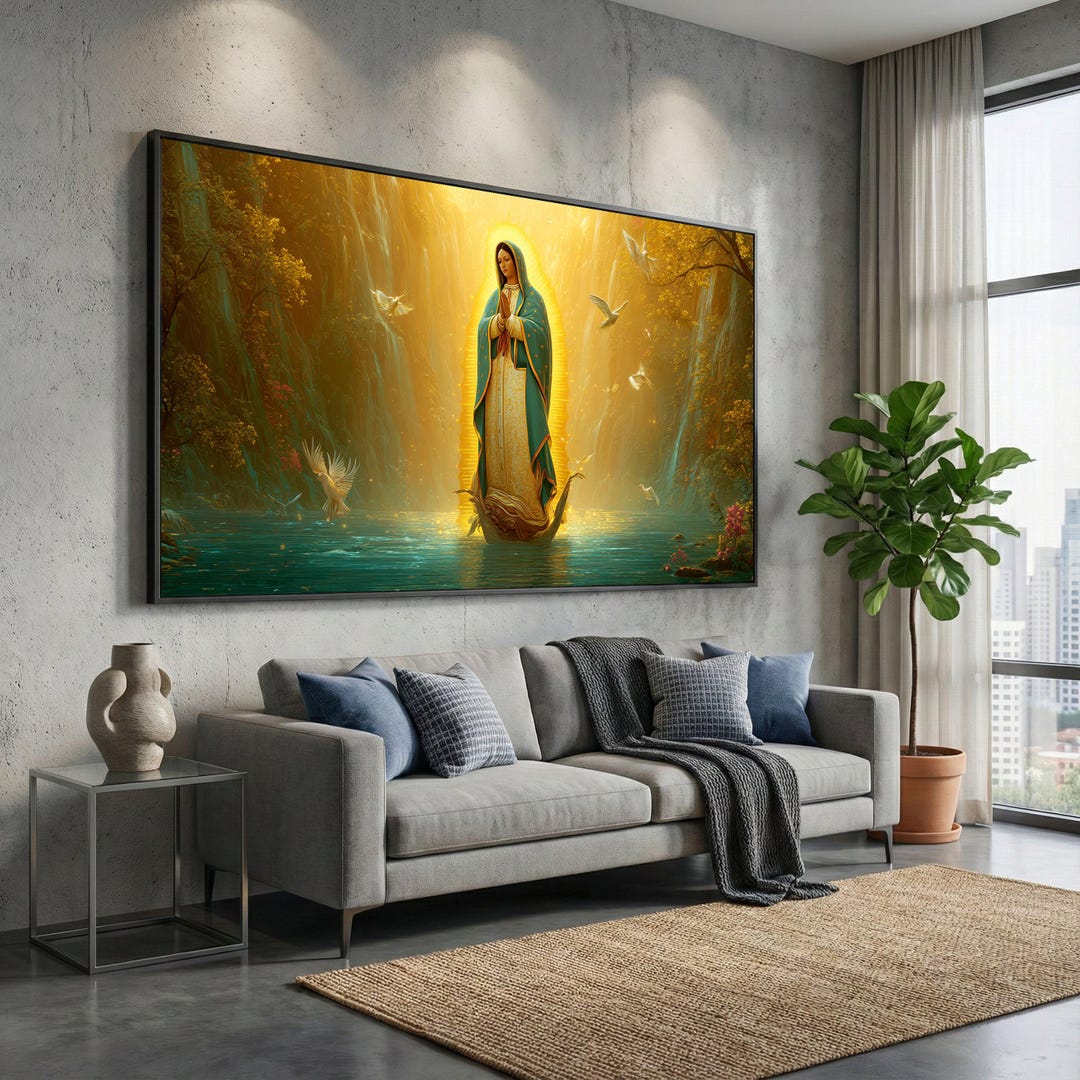 Divine Virgin Mary Canvas, Religious Catholic Wall Art - Etsy