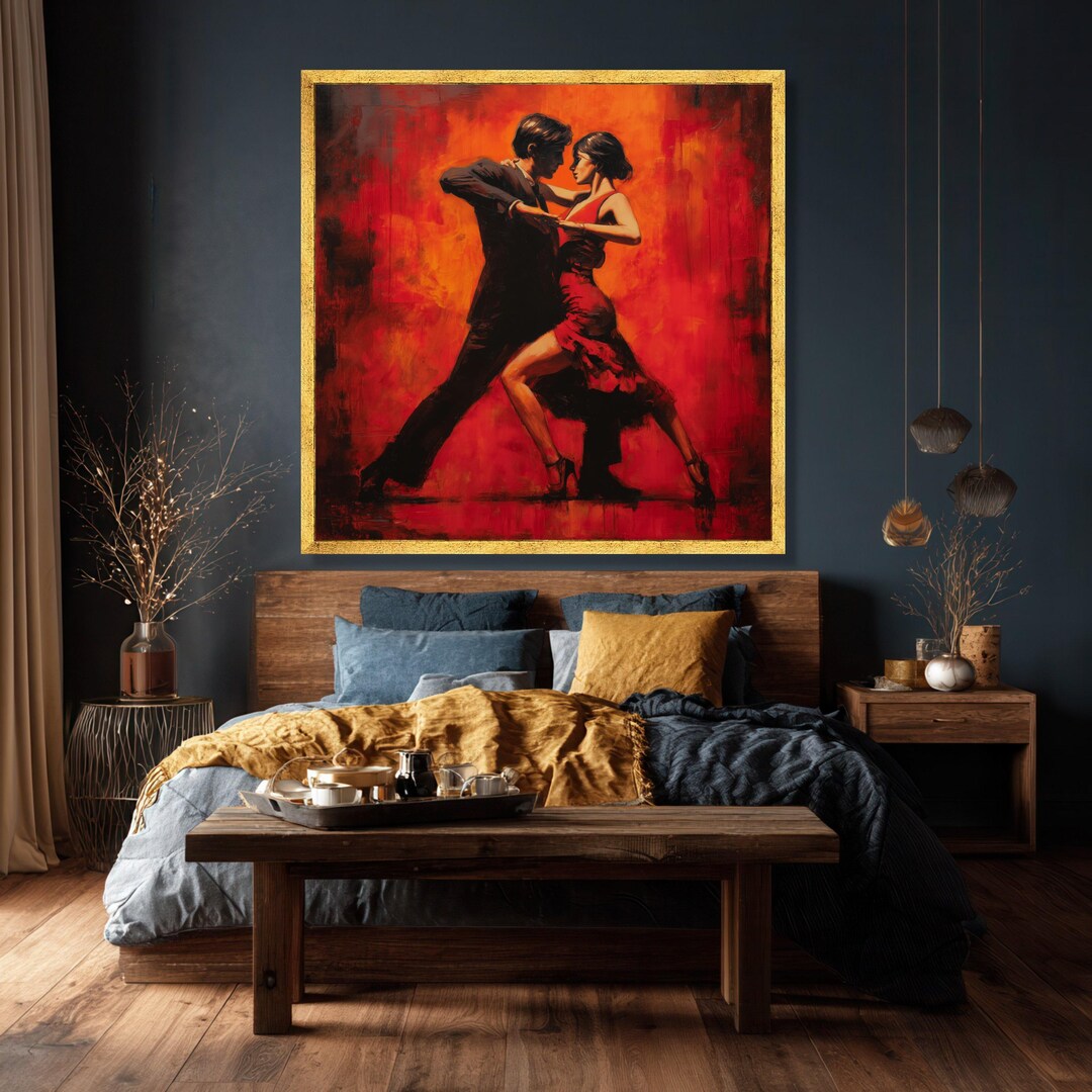 Passionate Tango Dance Canvas, Romantic Red Dress Wall Art - Etsy