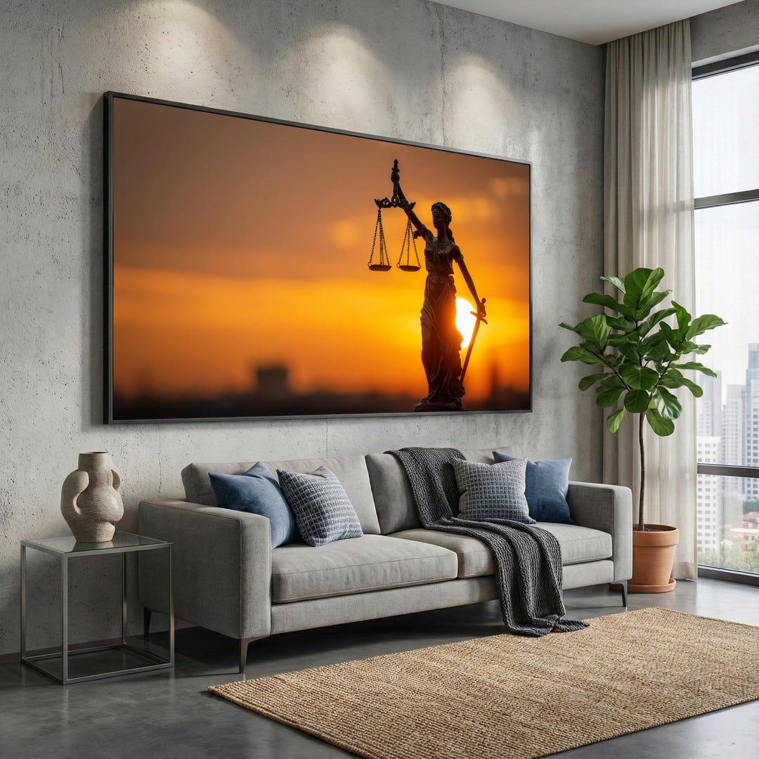 Lady Justice Canvas Art, Sunset Silhouette, Legal Office Decor - Etsy