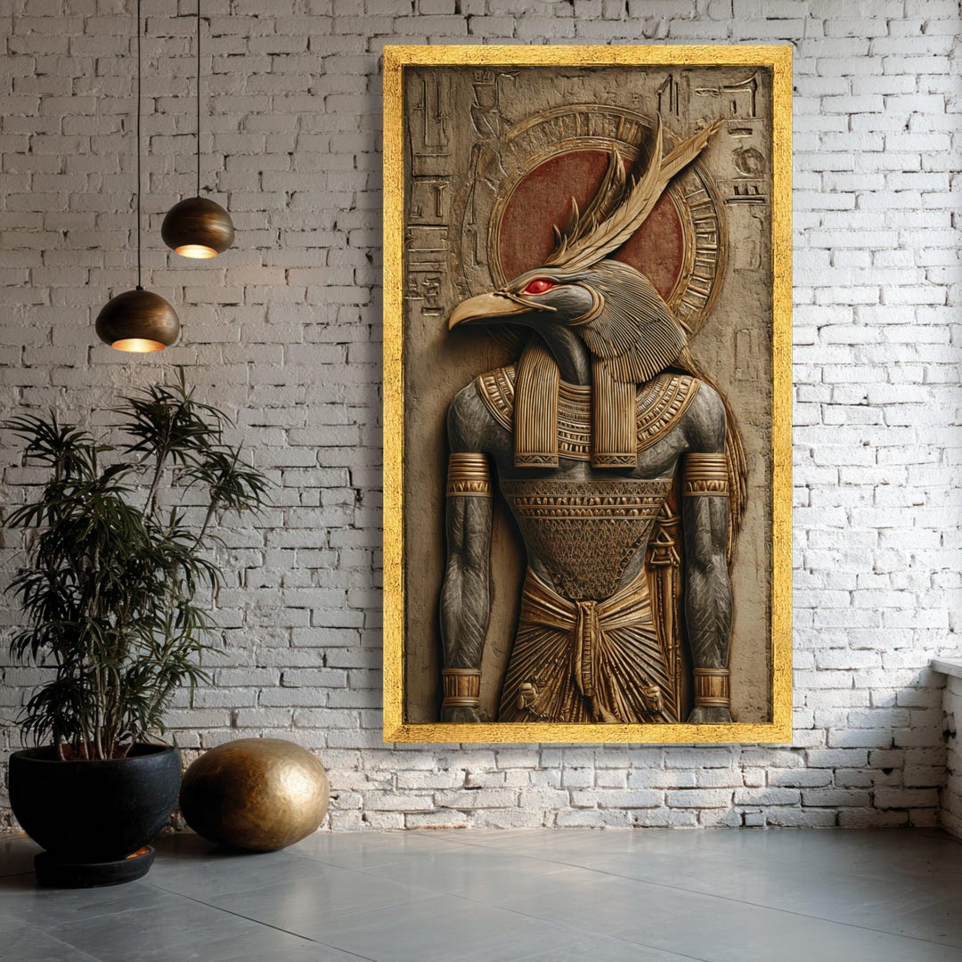 Ancient Egyptian God Horus Canvas Wall Art, Mythology Sculpture Relief ...