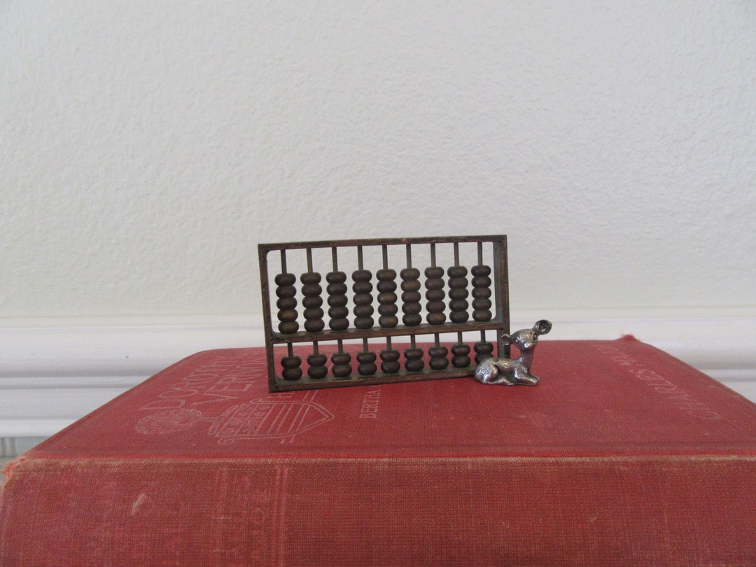Vintage Chinese Brass Abacus Miniature Hand Held Math Device Counter ...