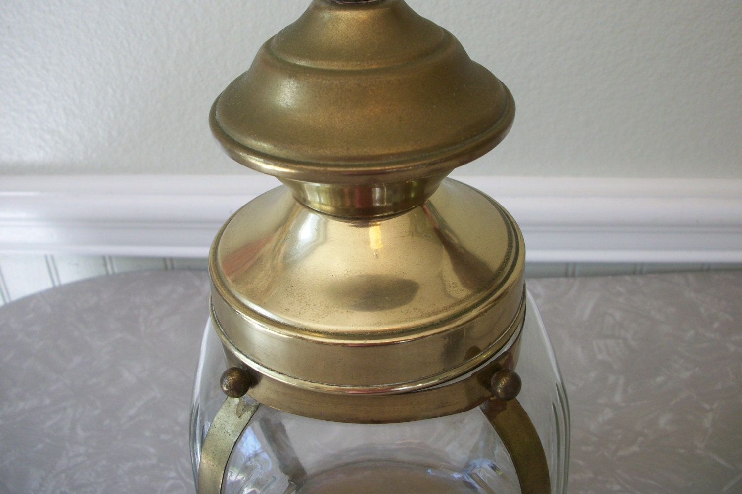 Vintage Glass and Brass Biscuit Jar Barrel Cookie Display - Etsy