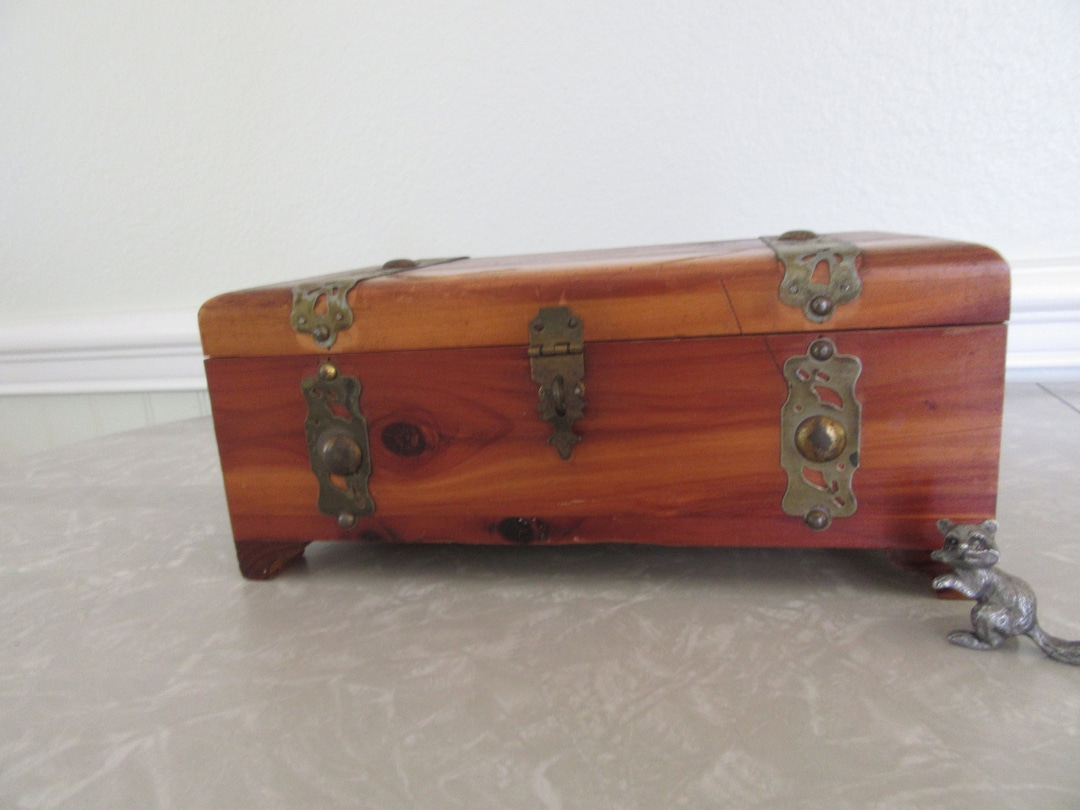 Vintage Handmade Hardwood Mini Chest Jewlery Box Dresser Footed Handles ...