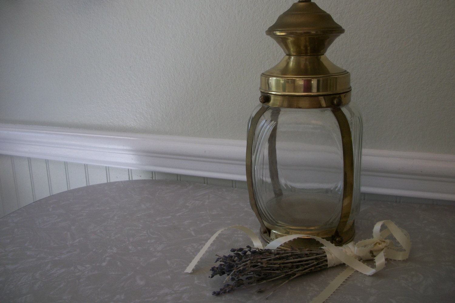 Vintage Glass and Brass Biscuit Jar Barrel Cookie Display - Etsy