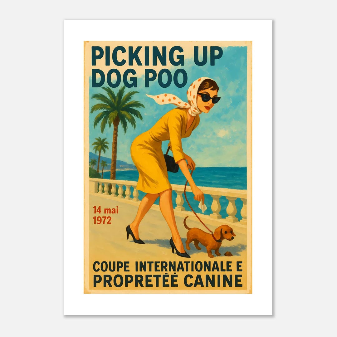 Funny Dog Art Print, Riviera Promenade, Pet Lover Gift - Digital ...