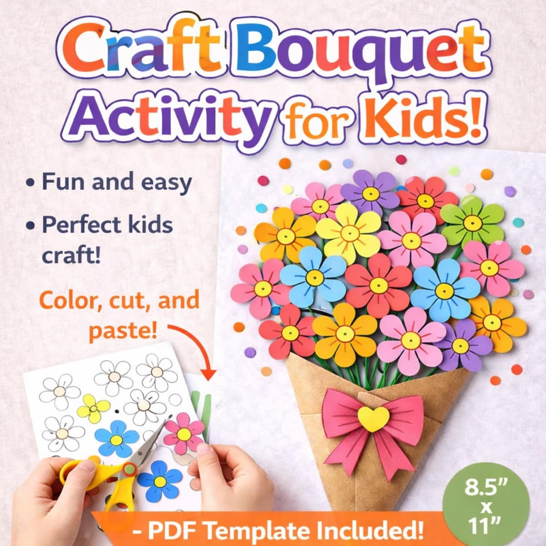 Printable Flower Bouquet Craft for Kids | Colour, Cut and Paste DIY ...