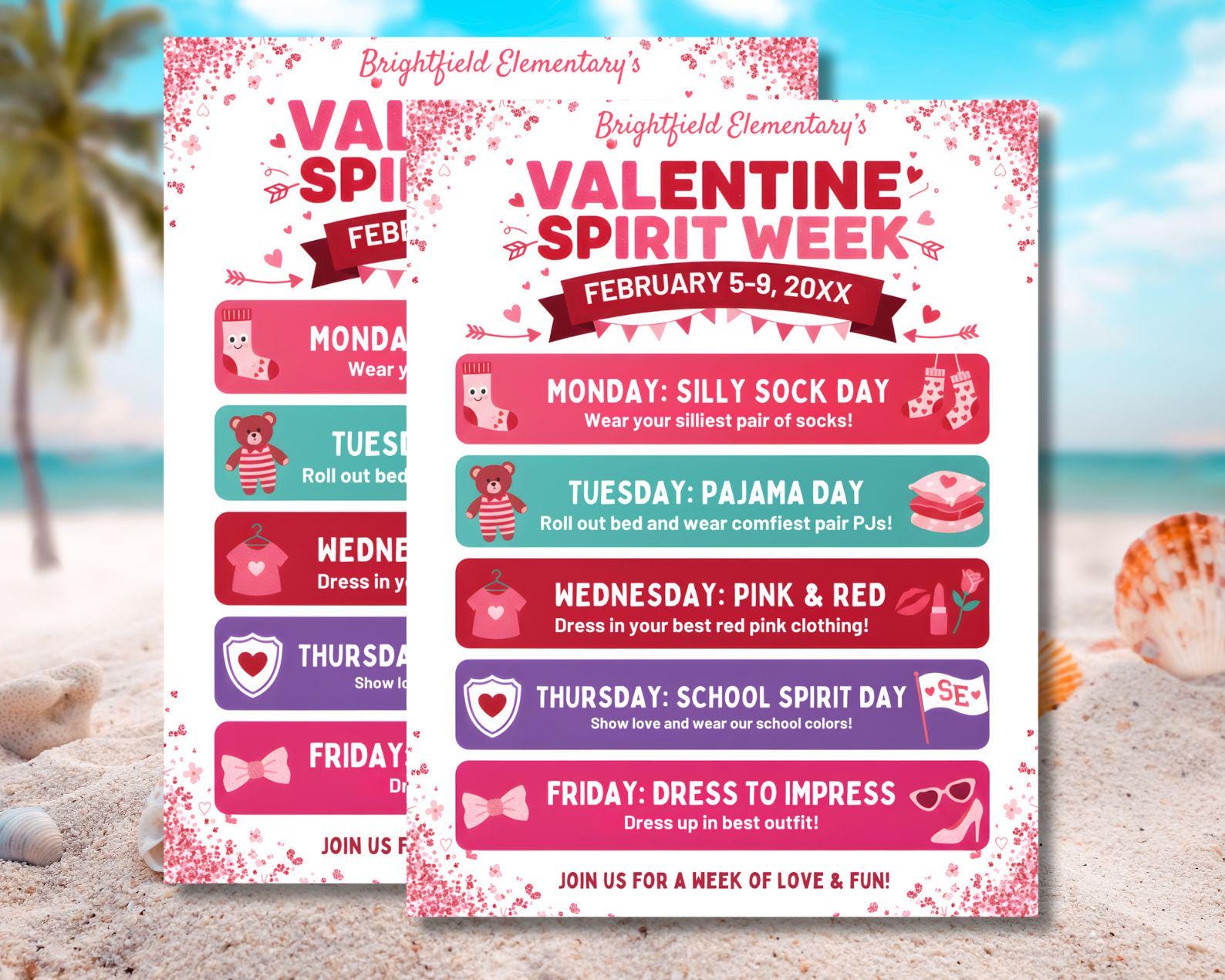 Editable Valentines Day Spirit Week Flyer Canva Template, School Spirit ...