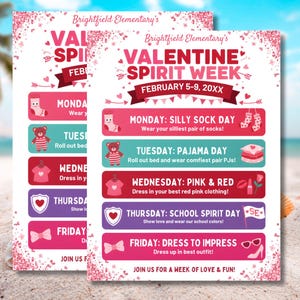 Editable Valentines Day Spirit Week Flyer Canva Template, School Spirit ...