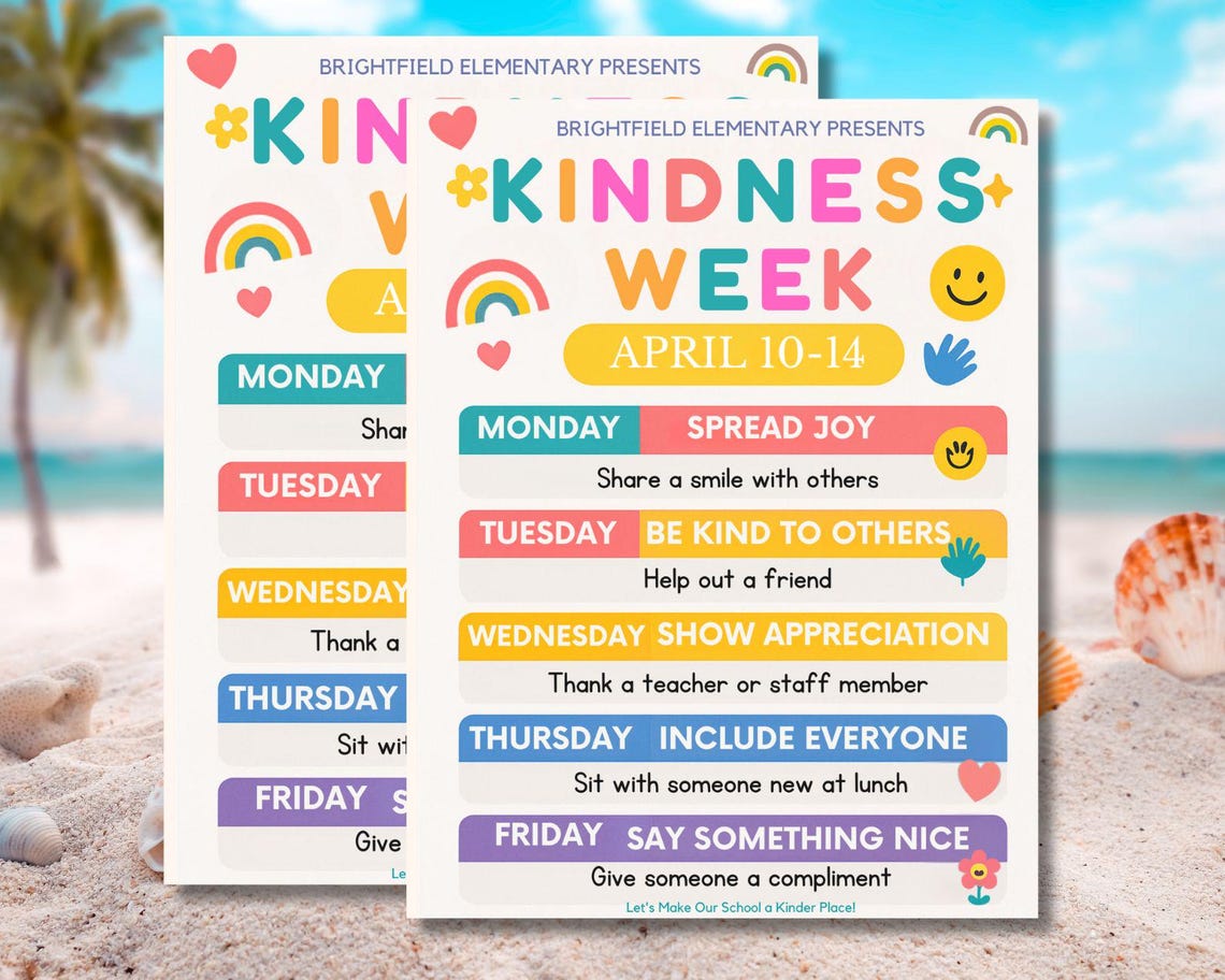 Editable Kindness Week Flyer for Elementary Schools | PTO & Classroom ...