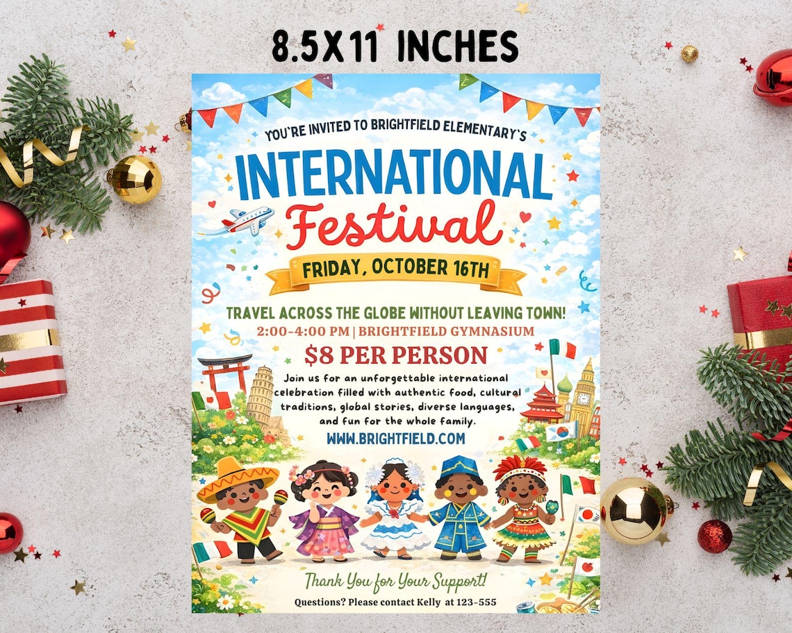 International School Festival Flyer: Multicultural Fair Invitation ...