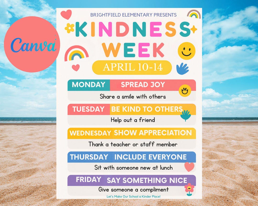 Editable Kindness Week Flyer for Elementary Schools | PTO & Classroom ...