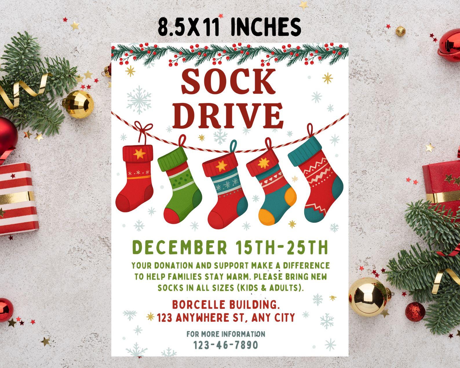 Winter Sock Drive Flyer Template: Charity Fundraiser (canva Editable ...