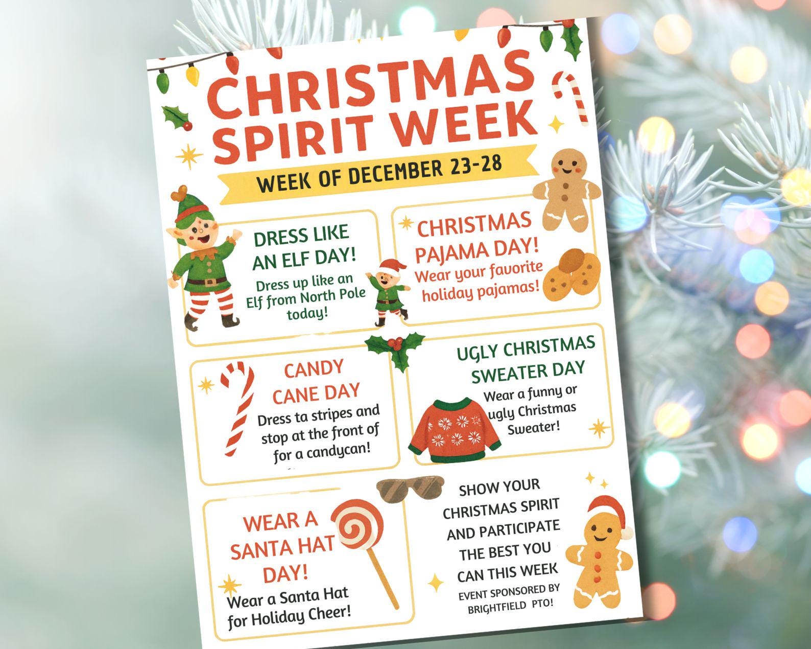 Editable Christmas Spirit Week Itinerary: School Holiday Planner (CANVA ...