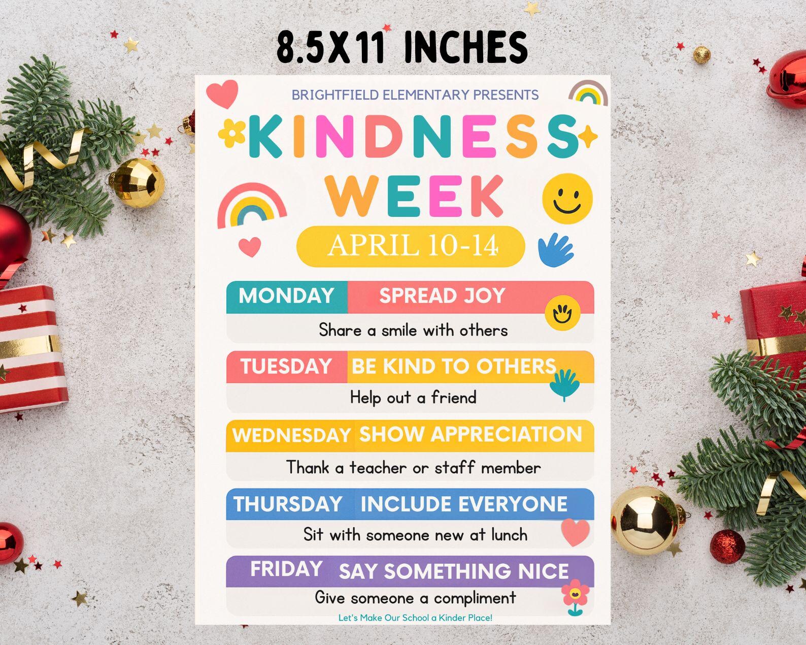 Editable Kindness Week Flyer for Elementary Schools | PTO & Classroom ...