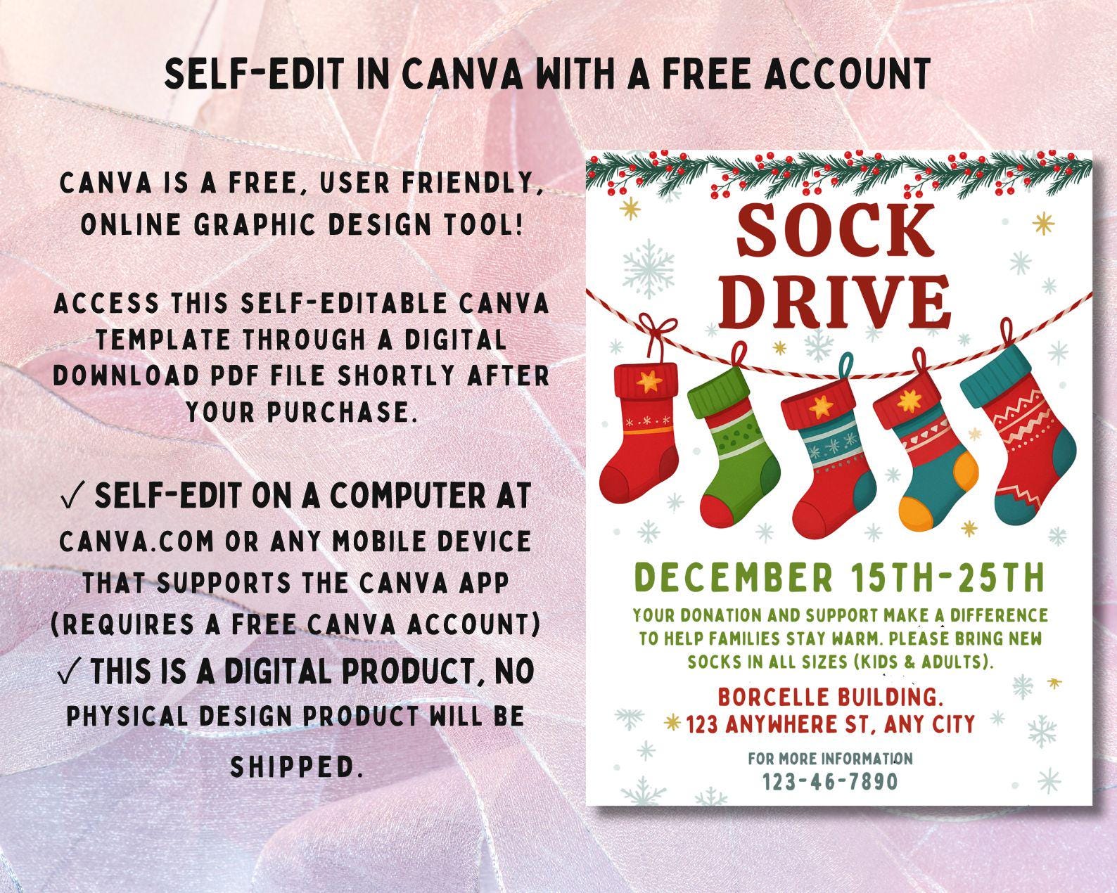 Winter Sock Drive Flyer Template: Charity Fundraiser (canva Editable ...