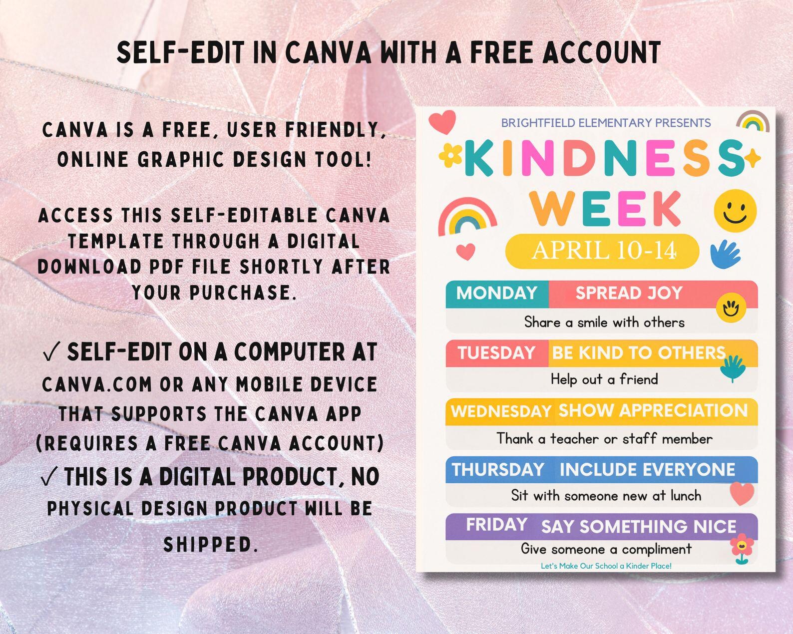 Editable Kindness Week Flyer for Elementary Schools | PTO & Classroom ...