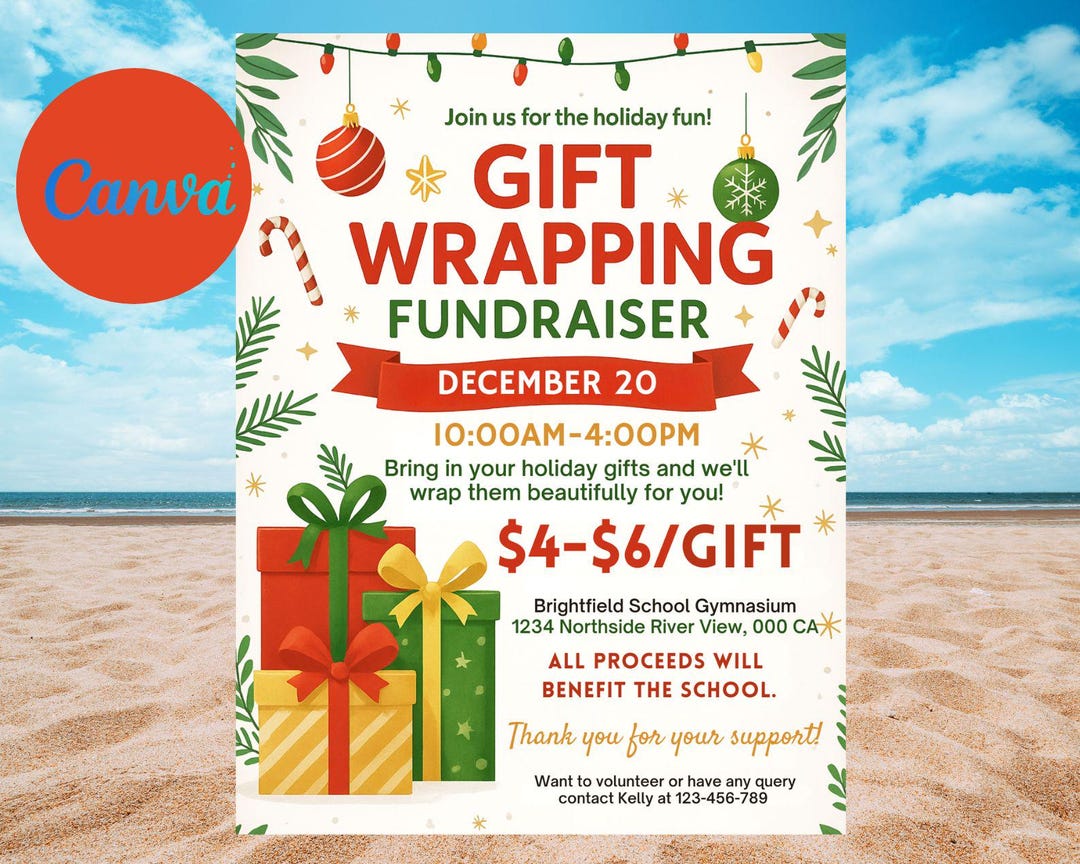 Editable Holiday Gift Wrapping Fundraiser Flyer, Christmas Gift ...