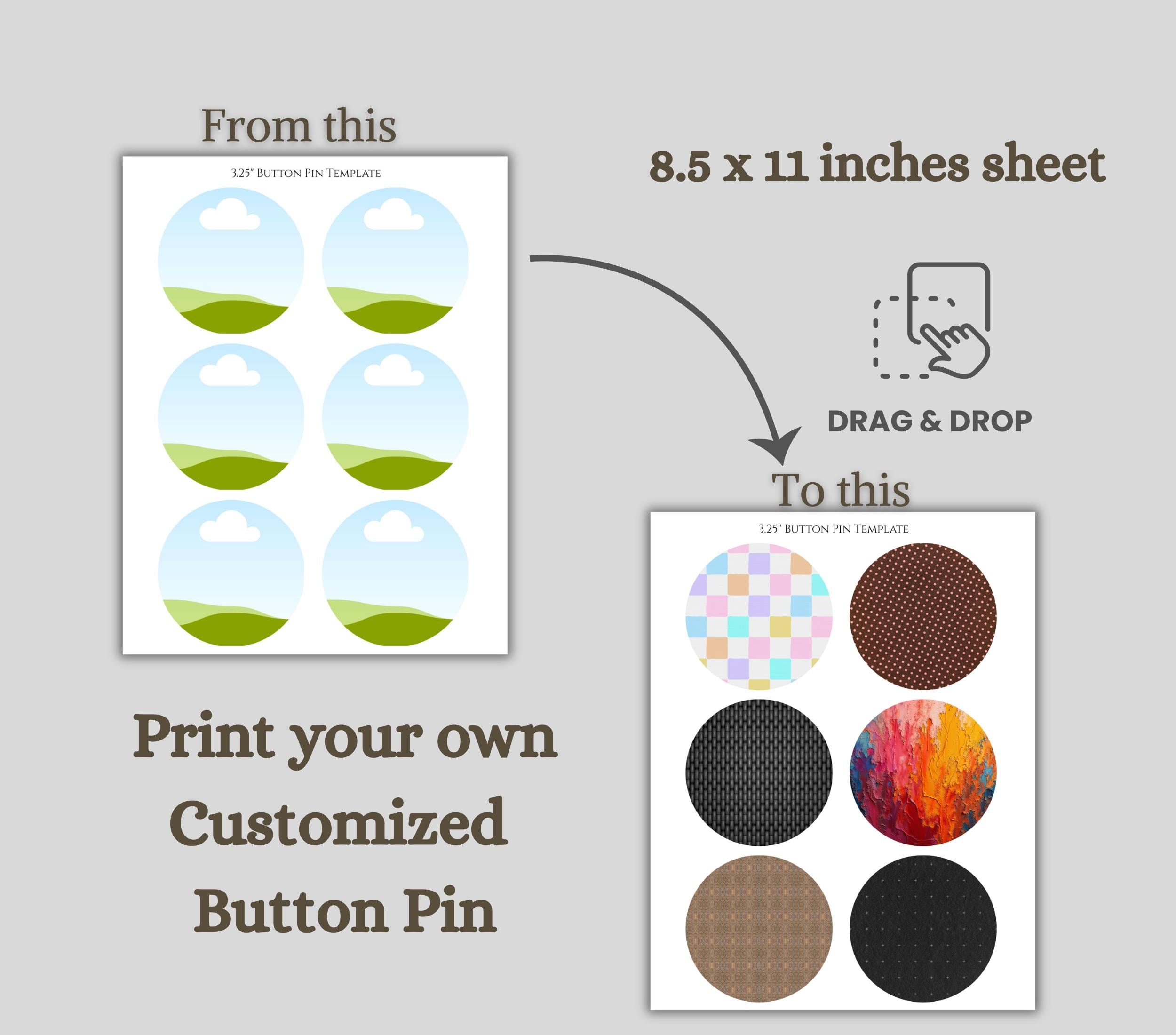 Button Pin Template Bundle Canva Editable, Pinback Buttons Template Set ...