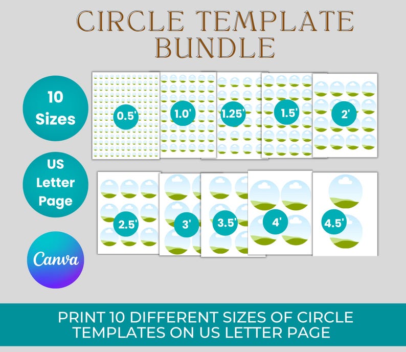 Circle Label Template Bundle | Printable Round Sticker Sheets | Canva ...