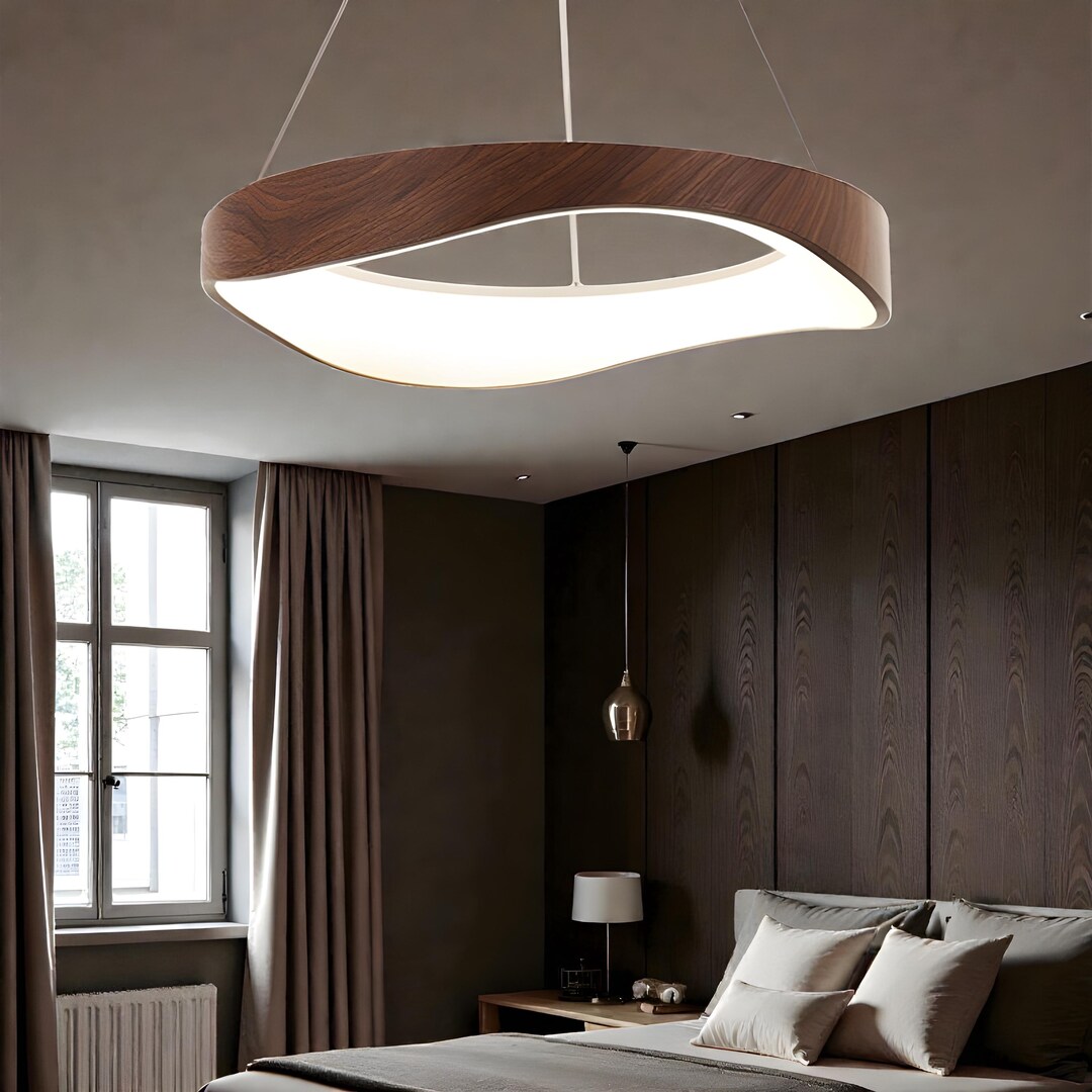 Handmade Elliptical Wooden Ceiling Light for Dining, Kitchen & Living ...