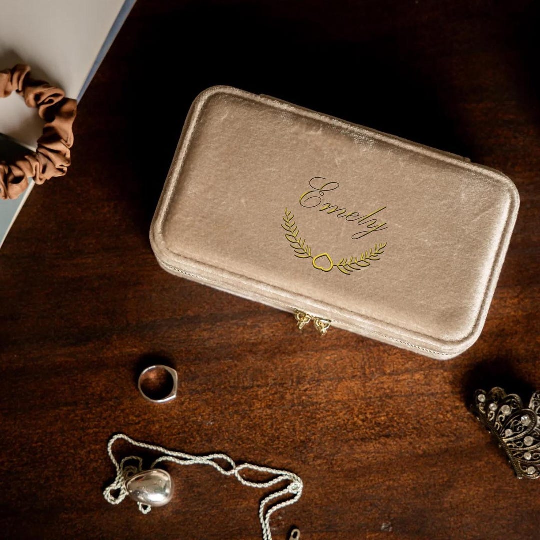 Personalized Velvet Jewelry Box, Velvet Ring Organizer, Velvet Jewelry ...