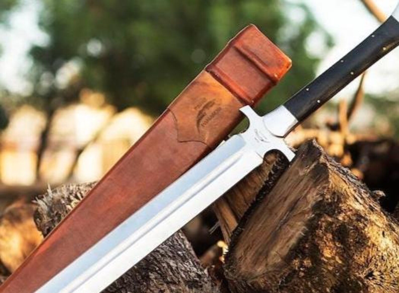 Hand Forged Full Tang Sword With Scabbard Medieval Double Edge Sword ...
