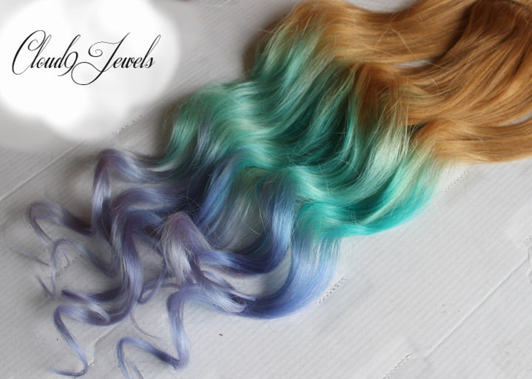 Pastel Clip in Hair Extensions, Ombre Hair, Mint, Purple, Ombre Dye ...