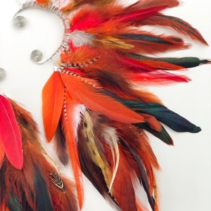 Red and Orange Phoenix, Ear Cuff With Chain Extension, Burning Man Ear ...
