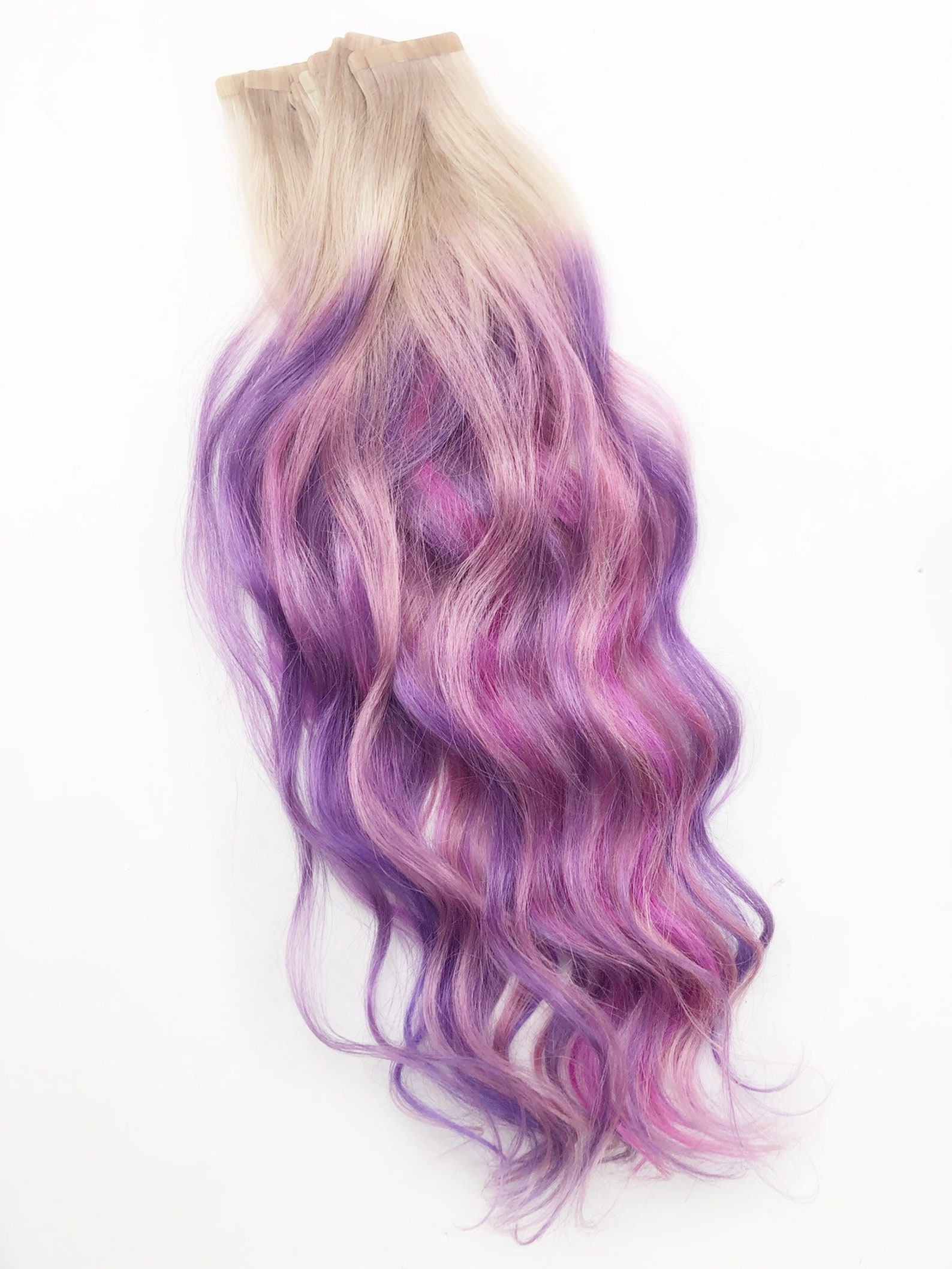 Purple Mauve Highlights Balayage Human Hair Extensions Pale | Etsy