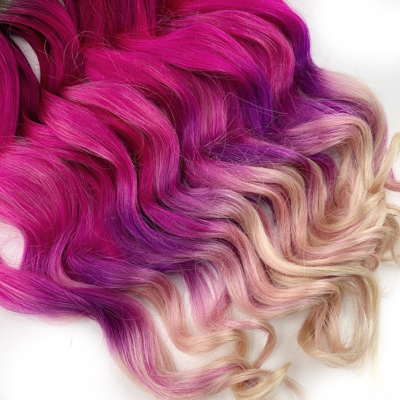 Pink and Purple Hair Clip Extensions Pink Ombre Tape IN Hair - Etsy