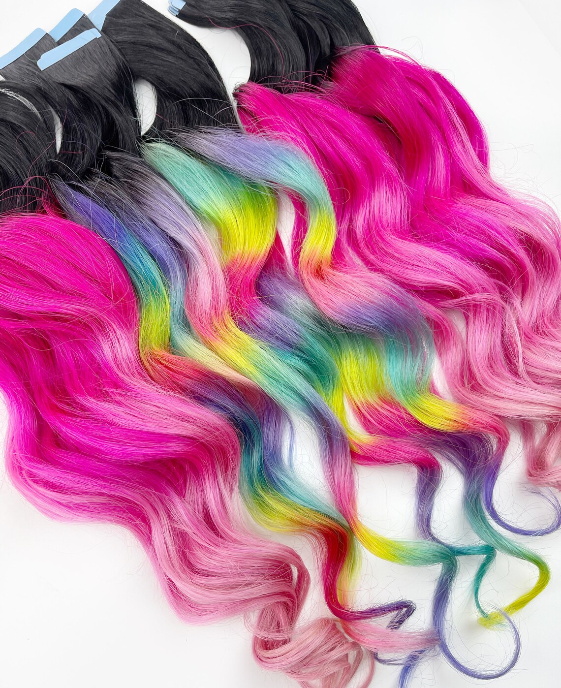 Pastel Prism Rainbow Clip in Hair Extensions Pink Ombre Hair - Etsy