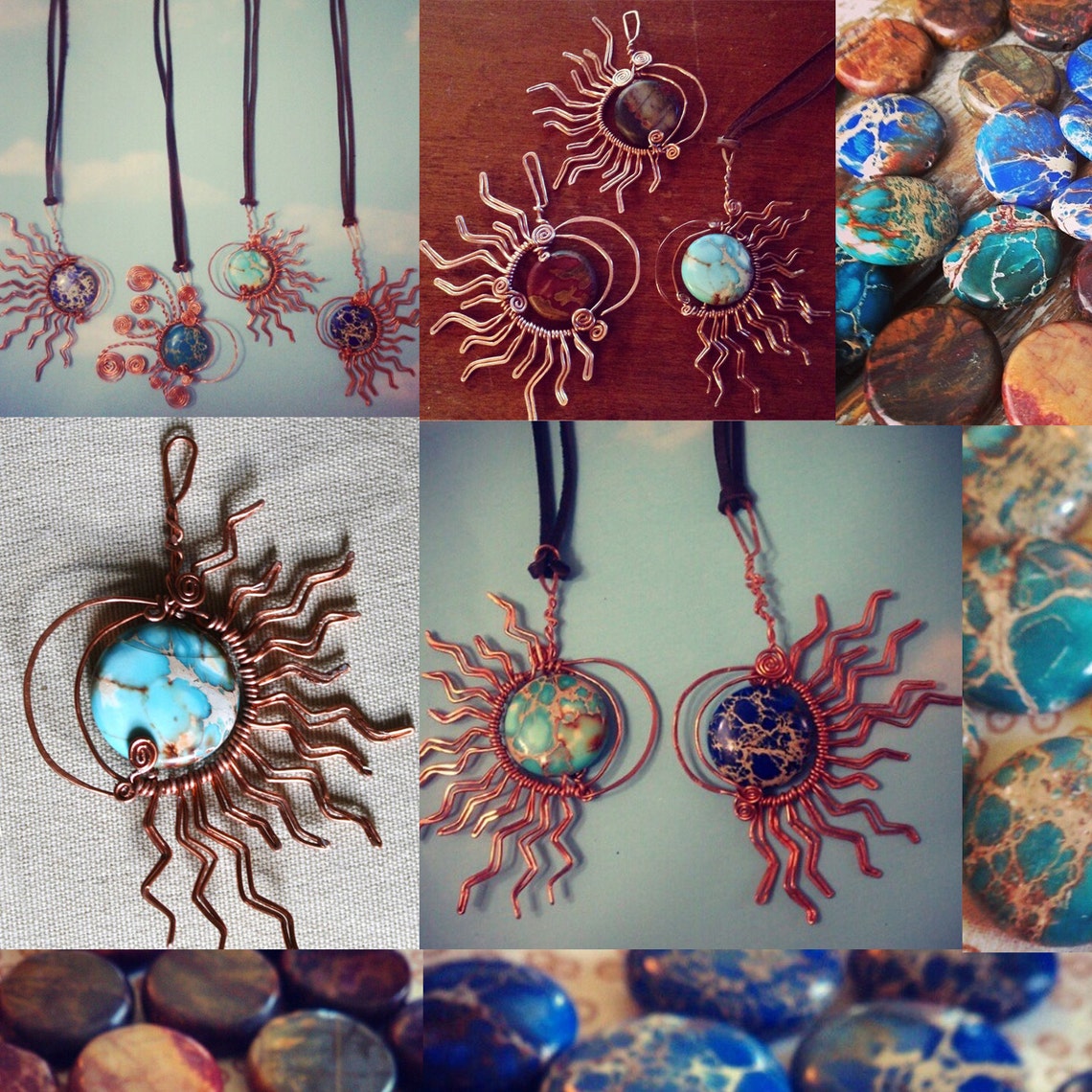 Handmade Moon Jewelry, Sun and Moon Wire Wrapping, Crescent Moon Necklace, Wire Wrapped Stone ...