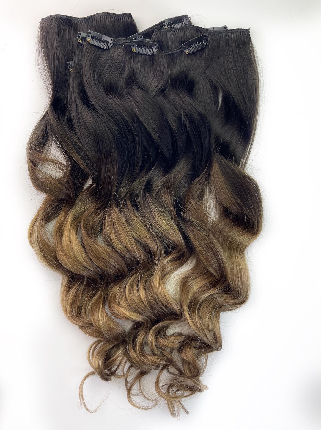 Full Set 120 Grams, Bundle, Clip in Hair Extensions, Natural Ombre Hair ...