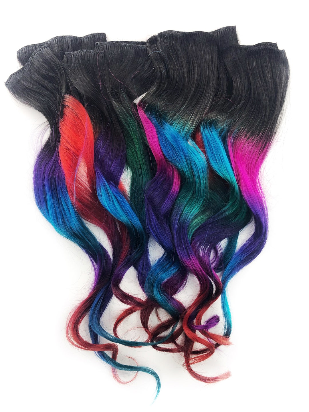 Gem Prism Rainbow Extensions, Prism Hair Clip Extensions Braids and ...