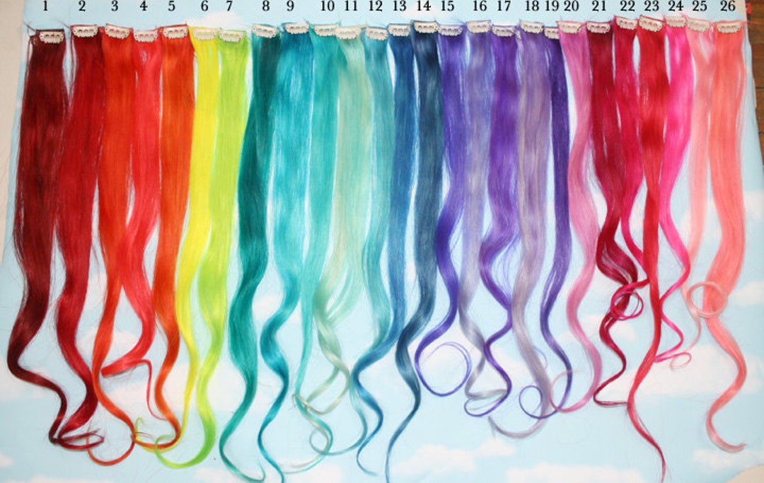 Rainbow Colored Human Hair Extensions, Colored Hair Extension Clip ...