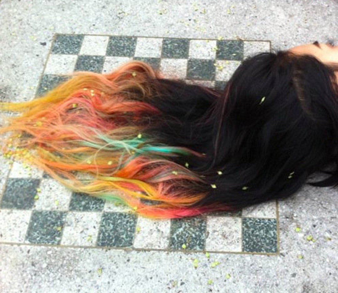 Sunset Ombre Dip Dyed Hair, Clip in Hair Extensions, Tie Dye Tips ...