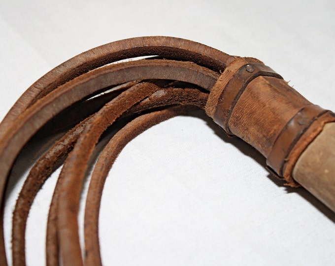 SALE Vintage Leather Whip, Antique Leather and Wooden Handle ...