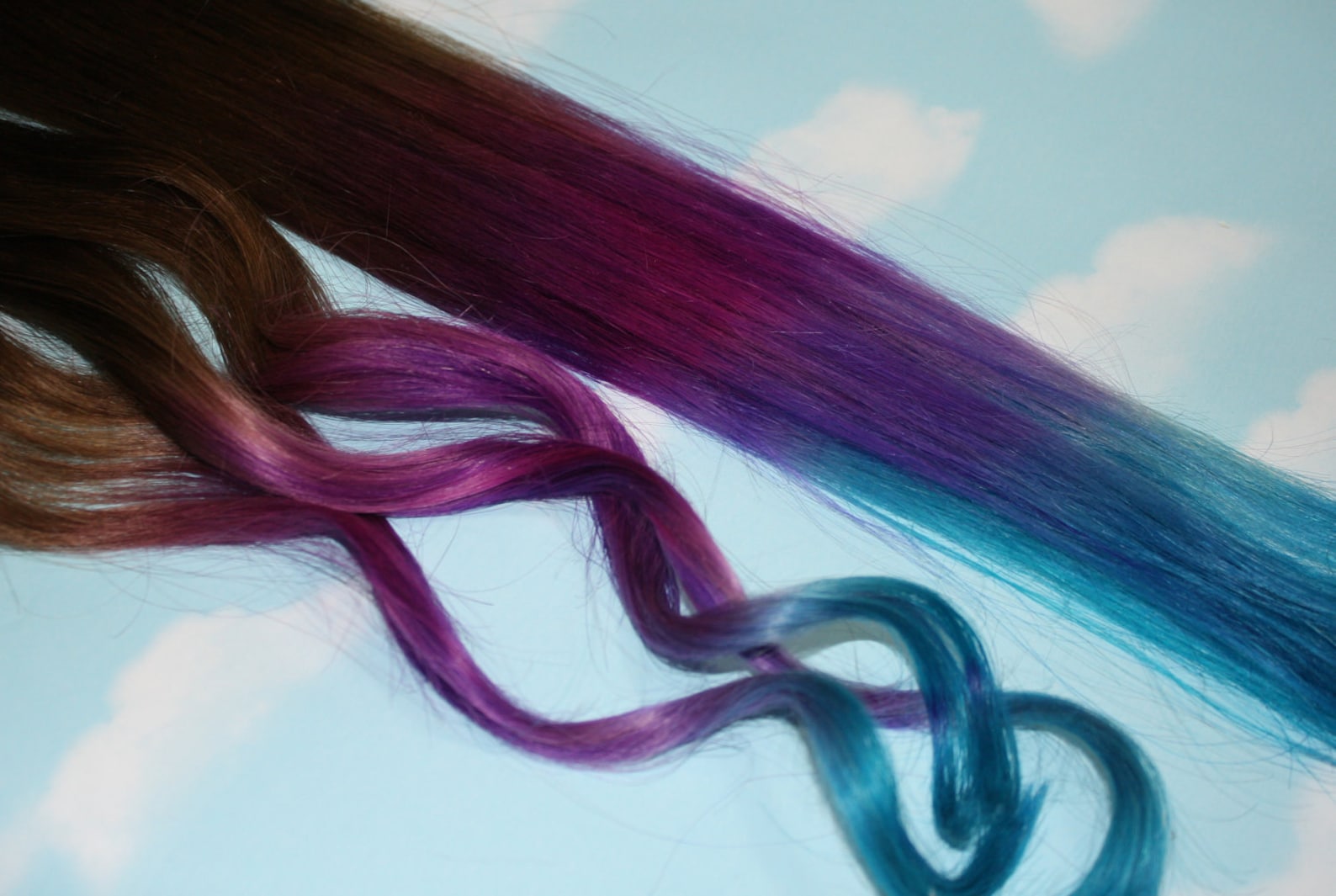 Purple & Turquoise Ombre Human Hair Extensions Colored Hair - Etsy