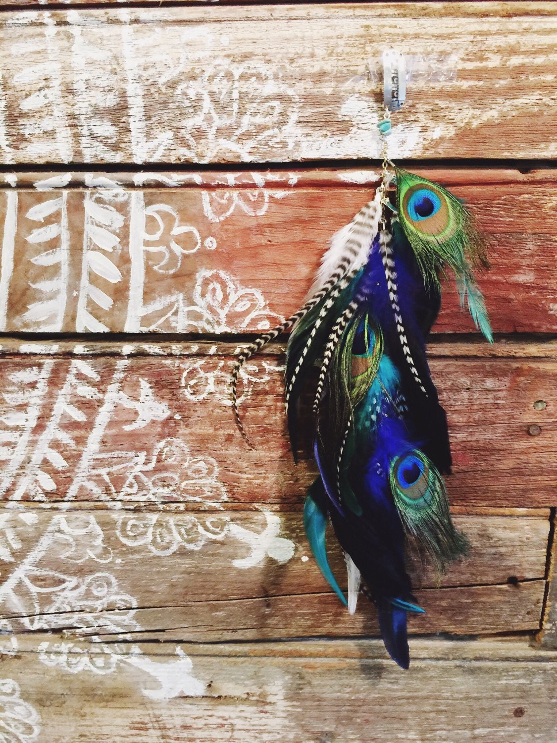 Peacock Feather Hair Clip Long Feather Hair Clip Blue and - Etsy