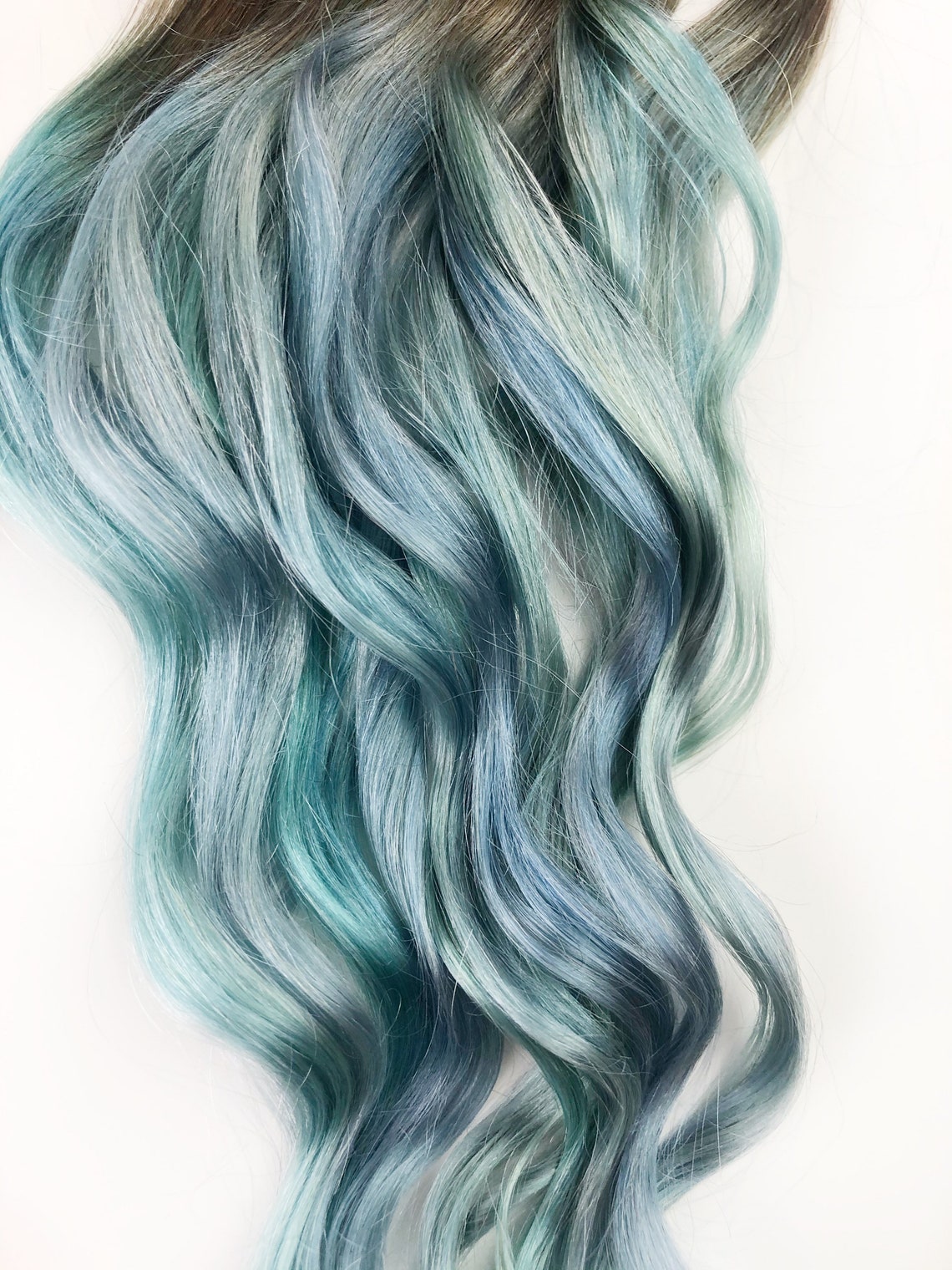 Light Blue Hair Extensions Cool Icy Blue Grey Hair Pastel - Etsy