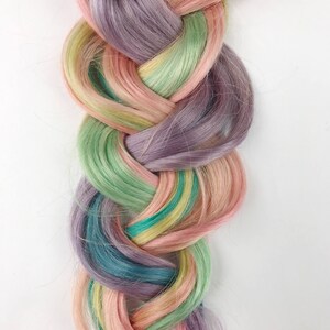 Rainbow Pastel Clip in Hair Extensions, Pink Hair, Hair Weave, Wide ...