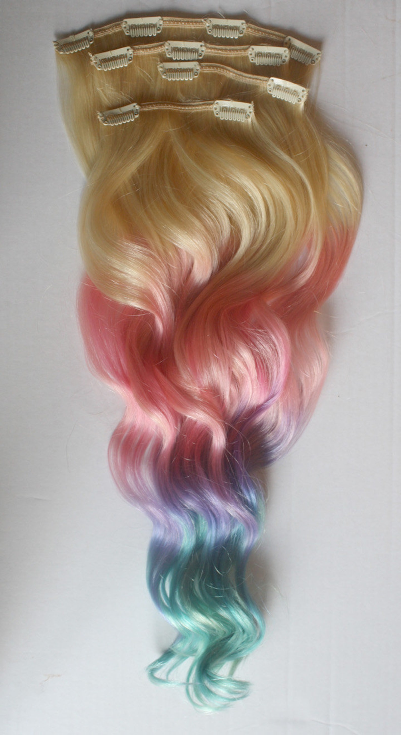 Full Set 100 Grams, Bundle, Clip in Pastel Hair Extensions, Pink Hair ...