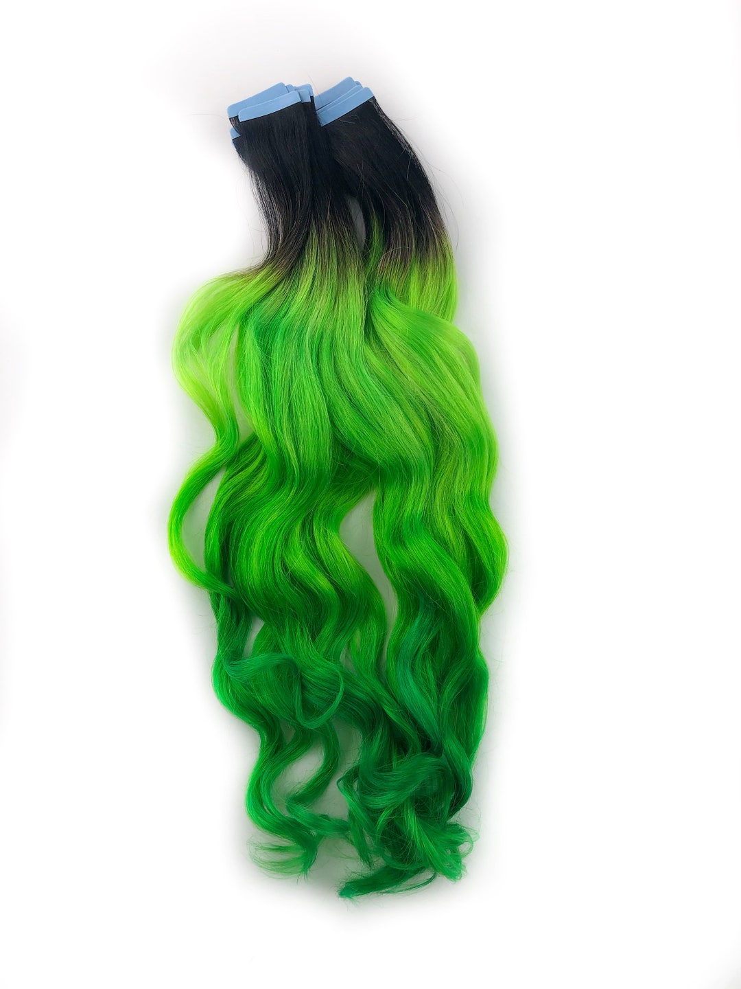 Green Hair St. Patrick’s Day Clip in Hair Extensions, Neon Green Yellow ...