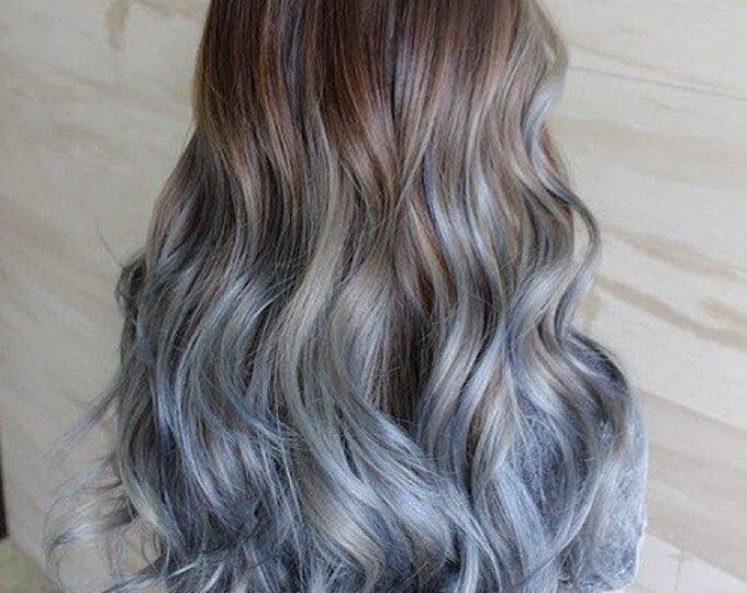 Blue Grey Ombre Hair Extensions, Silver Hair, Grey Hair Extensions ...