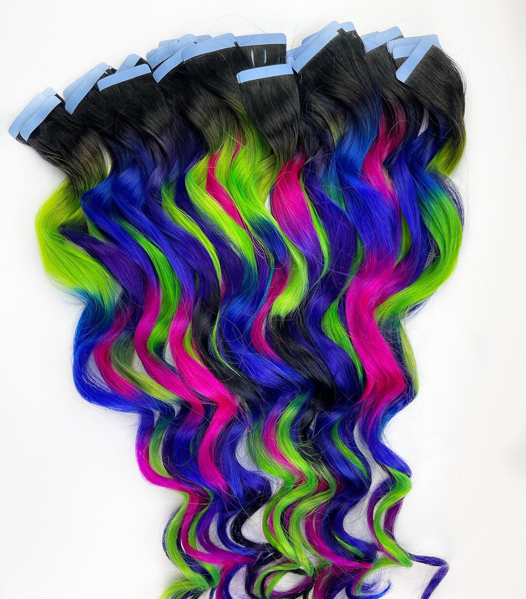 Neon Hair Extensions, Human Hair Weave, Tape in Hair Extensions, Bundle ...