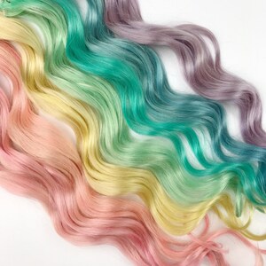 Rainbow Pastel Clip in Hair Extensions, Pink Hair, Hair Weave, Wide ...